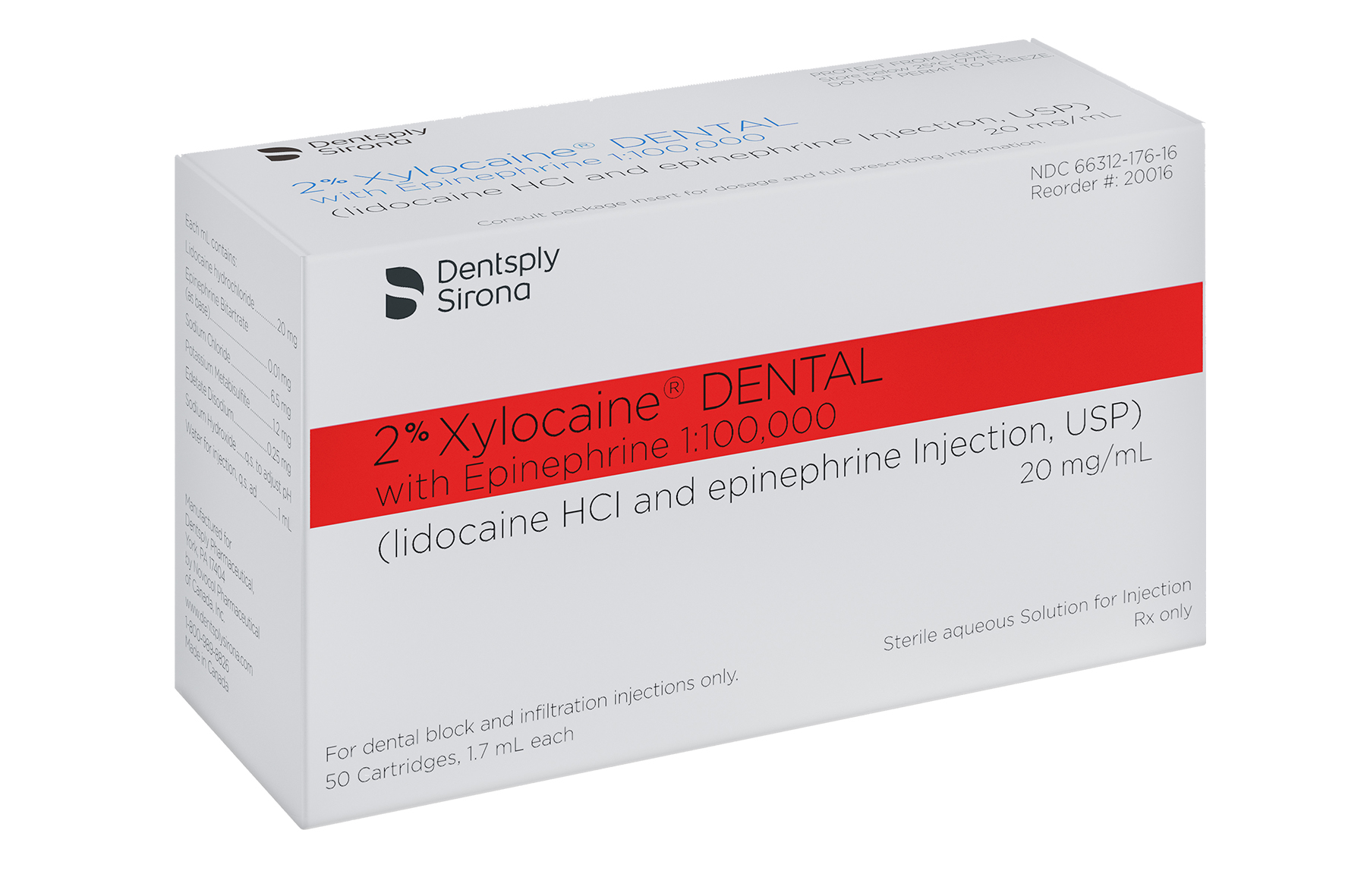 Xylocaine Dental Lidocaine With Epinephrine Dentsply Sirona USA